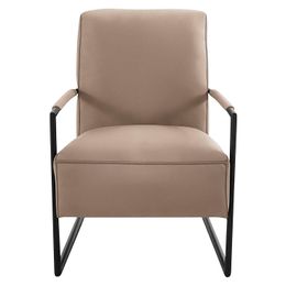 K+w Komfort & Wohnen Cocktailsessel, B:62cm H:77cm T:83cm, beige, K+W KOMFORT & WOHNEN, Sessel, mit bezogenen Armlehnen, Gestell in Metall schwarz Struktur