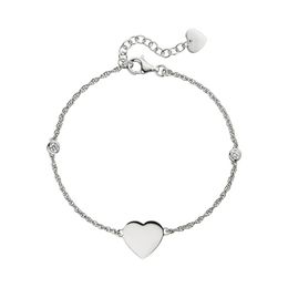 Jobo Damen Silberarmband "Herz", 22cm, Silber 925 (Sterlingsilber), silber, Silber 925 (Sterlingsilber), Armb&auml;nder, 925 Silber mit 2 Zirkonia 22 cm