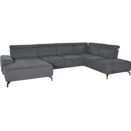 Sit & More Wohnlandschaft SIT & MORE, B:340cm T:230cm, grau, Sofas, "Gizeh U-Form", 12 cm Fu&szlig;h&ouml;he, inklusive Sitztiefenverstellung und Kopfteilverstellung