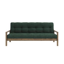 Schlafsofa Karup Design, B:205cm H:79cm T:95cm, blau, Matratzenmaterialzusammensetzung: Futonmatratze mit Knopfheftung, Höhe 14 cm, aus recyceleten