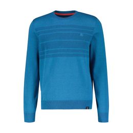 Lerros Herren Strickpullover "Lerros Strickpullover, tonal gestreift", blau, Gr. S, 100% Baumwolle, Pullover