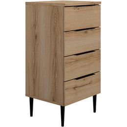 Kommode GAMI, B:48cm H:78cm T:45cm, braun, Spanplatte, Sideboards, "Kommode 4 Schubladen"