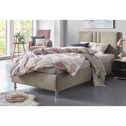 Polsterbett, B:130cm L:210cm, beige, Westfalia Schlafkomfort, Bezug Bett: Microfaser (100% Polyester) oder Strukturstoff (77% Polyester, 23%
