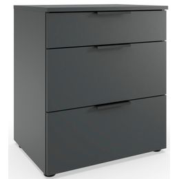 Nachtkommode wimex, B:54cm H:61cm T:41cm, grau, Spanplatte, Sideboards, "Level by fresh to go", 3 Schubladen mit soft-close Funktion, 54cm breit,