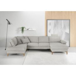 Wohnlandschaft 3C CANDY, B:339cm H:86cm T:220cm, silber, 95% Polyester, 5% Nylon, Sofas, "Lecce, wahlweise PUR-Schaumstoff oder