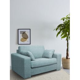 Sessel Home Affaire, B:140cm H:86cm T:95cm, blau, 100% Polyester, Wohnzimmer, Sessel, "Roma Matratzenhöhe 140cm", Dauerschlaffunktion, mit