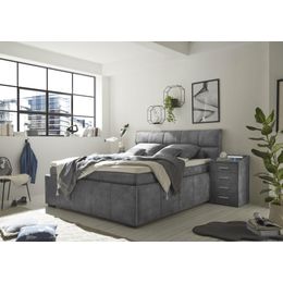 Boxbett, B:203cm L:213cm, grau, ED EXCITING DESIGN, 100% Polyester, Komplettbetten, "Avidano", inkl. zwei Bettk&auml;sten