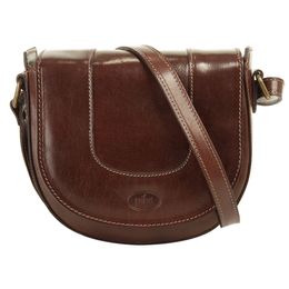Pike PIKÉ Damen Umhängetasche, braun, Leder, beschichtet, glänzend, Taschen, echt Leder, Made in Italy