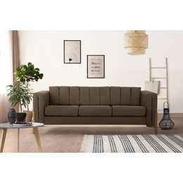 3-Sitzer Home Affaire, B:220cm H:74cm T:88cm, braun, Sofas, "Haki"