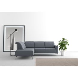 Sit & More Ecksofa SIT & MORE, B:249cm H:84cm T:205cm, blau, Wohnzimmer, Sofas, "Bailando L-Form", wahlweise mit Kopfteilverstellung und Vorziehsitz, motorisch