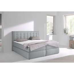 Boxspringbett Inosign, B:195cm L:210cm, grau, Feinstruktur(100% Polyester);Bezug der Spiegelfläche Matratzendrell aus 100% Polyester, Komplettbetten,