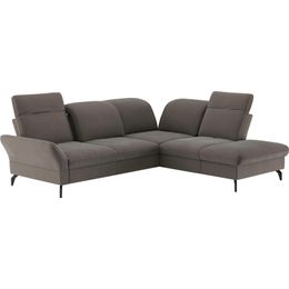 Sit & More Ecksofa SIT & MORE, B:288cm H:88cm T:242cm, braun, 100% Polyester, Wohnzimmer, Sofas, "Leandro L-Form", Wahlweise mit Bett-, Kopfteil - und