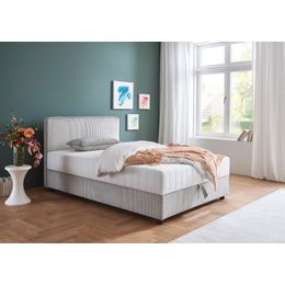 Bett, B:102cm H:97cm L:210cm, grau, ATLANTIC HOME COLLECTION, Schlafzimmer, Betten, "Corinna", Boxbett inkl. Stauraum, Cord, erhältlich in