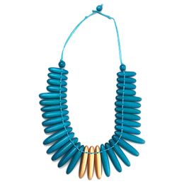 Damen Kette mit Anhänger "Maresa", blau, Basic, Collezione Alessandro, Holz, Halsketten, mit länglichen Holzperlen