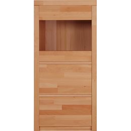 Vitrine Home Affaire, B:60cm H:125cm T:35cm, beige, Holz teilmassiv, Wohnzimmer, Schr&auml;nke, "Silkeborg", sch&ouml;ne grifflose Optik, teilmassiv