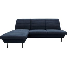 Ecksofa, B:214cm H:92cm T:168cm, blau, LOOKS by Wolfgang Joop, 100% Polyester, Wohnzimmer, Sofas, "LOOKS IX L-Form", Quersteppung, ohne Armlehnen