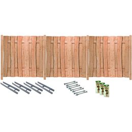TETZNER & JENTZSCH Sichtschutzelement "LAKEWOOD 1", H/L: 180cm x 5,76m, Pfosten: 4 Stk., beige, TETZNER & JENTZSCH, Garten, Zaunelemente, Rustikale Optik dank Fertigung