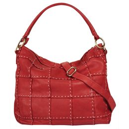 Samantha Look Damen Shopper, rot, Leder, leicht glänzend, unifarben, Taschen, echt Leder, Made in Italy