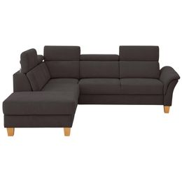 Ecksofa Home Affaire, B:247cm H:84cm T:217cm, grau, 100% Polyester, Wohnzimmer, Sofas, "Conville L-Form", Federkern, wahlweise mit Bettfunktion und