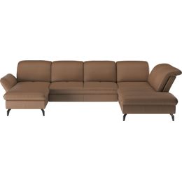 Sit & More Wohnlandschaft SIT & MORE, B:363cm H:88cm T:242cm, braun, 100% Polyester, Sofas, "Leandro U-Form", Wahlweise mit Bett-, Kopfteil - und