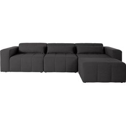 Ecksofa, B:322cm H:74cm T:155cm, schwarz, LeGer Home by Lena Gercke, 88% Polyester, 9% Rayon, 3% Nylon, Wohnzimmer, Sofas, "Maileen L-Form",