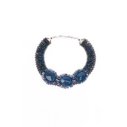 Damen Statementkette "Ragna", blau, Basic, Collezione Alessandro, Glas, Halsketten, geschliffene Glasperlen