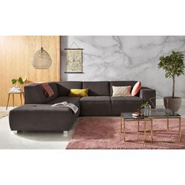 Ecksofa Inosign, B:272cm H:78cm T:222cm, braun, Struktur fein (100% Polyester);Luxus-Microfaser weich (90% Polyester, 10% Polyacryl);Struktur
