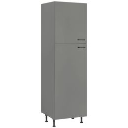 K&uuml;hlumbauschrank Optifit, B:60cm H:211,8cm T:58,4cm, grau, Holzwerkstoff, Schr&auml;nke, "Elga", mit Soft-Close-Funktion, h&ouml;henverstellbaren F&uuml;&szlig;en, Breite