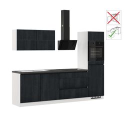 K&uuml;chenzeile IMPULS K&Uuml;CHEN, B:280cm H:207,6cm T:60cm, schwarz, Komplettk&uuml;chen-Sets, ""Hamburg", Ausrichtung w&auml;hlbar, Schubk&auml;sten mit Soft-Close",