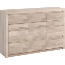 Kommode Home Affaire, B:130cm H:85cm T:35cm, braun, Holz teilmassiv, Schlafzimmer, Sideboards, "Silkeborg", Breite 130 cm