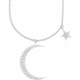 Amor Damen Kette mit Anhänger "Mond und Stern", Silber 925 (Sterlingsilber), L: 50 B: 1mm, silber, Silber 925 (Sterlingsilber), B:1mm, Halsketten,