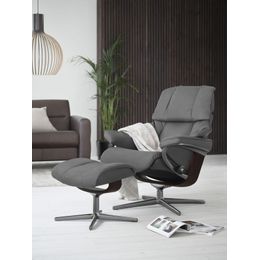 Relaxsessel stressless, B:83cm H:100cm T:76cm, grau, Microfaser DINAMICA (88% Polyester, 12% Polyurethan), Wohnzimmer, Sessel, "Reno", mit Cross