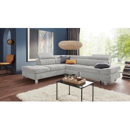 Ecksofa, B:272cm H:98cm T:232cm, grau, exxpo - SOFA FASHION, Luxus-Kunstleder;Webstoff (100% Polyester);Webvelours (100% Polyester), Wohnzimmer,