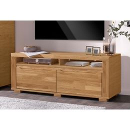 Lowboard Home Affaire, B:140cm H:52cm T:40cm, braun, Holz teilmassiv, Wohnzimmer, Sideboards, "Denis", Breite 140 cm
