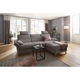 Ecksofa Home Affaire, B:252cm H:90cm T:162cm, braun, 100% Polyester, Wohnzimmer, Sofas, "Westerland L-Form", Federkern-Polsterung, wahlweise mit