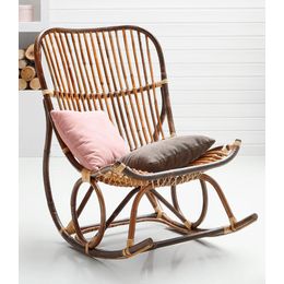 Schaukelstuhl Sit, B:68cm H:102cm T:102cm, beige, Rattan, Wohnzimmer, Stühle, "Vintage", handgefertigt