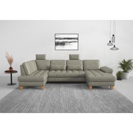 Sit & More Wohnlandschaft SIT & MORE, B:338cm H:88cm T:172cm, grau, 100% Polyester, Sofas, "Westham U-Form", wahlweise mit Bettfunktion, Bettkasten,