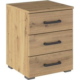 Nachtkommode Rauch, B:40cm H:52cm T:40cm, braun, Holzwerkstoff, Sideboards, "Maika", 3 Schubladen mit großzügigem Stauraum