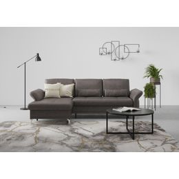 Ecksofa Inosign, B:275cm H:89cm T:175cm, grau, 100%Polyester, Wohnzimmer, Sofas, "Palm Beach L-Form", Federkern, mit Sitztiefenverstellung, wahlweise