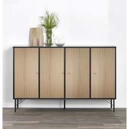 Sideboard, B:136cm H:89cm T:32,5cm, schwarz, HAMMEL FURNITURE, Massivholz, Spanplatte, Wohnzimmer, Sideboards, "Mistral Kubus", mit vier Türen und