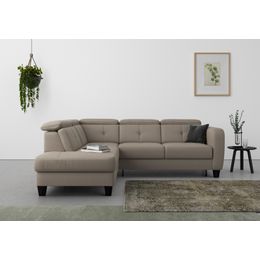 Sit & More Ecksofa SIT & MORE, B:249cm H:85cm T:195cm, braun, Wohnzimmer, Sofas, "Belluci L-Form", inklusive Federkern, wahlweise mit Bettfunktion und Bettkasten