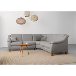 Ecksofa Home Affaire, B:270cm T:250cm, grau, 100% Polyester, Wohnzimmer, Sofas, "Caldera L-Form", Federkern, wahlweise mit Kopfteilverstellung,