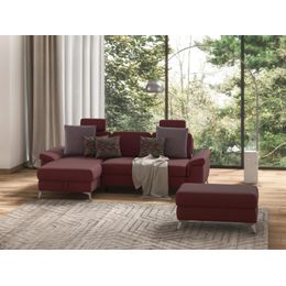 Sit & More Ecksofa SIT & MORE, B:277cm H:89cm T:170cm, rot, Wohnzimmer, Sofas, "Padua L-Form", inklusive Sitztiefenverstellung, Armteilfunktion und Federkern