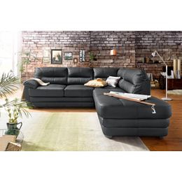 Ecksofa COTTA, B:250cm H:88cm T:234cm, schwarz, Luxus-Kunstleder, frei im Raum stellbar;Luxus-Microfaser (100% Polyester), frei im Raum