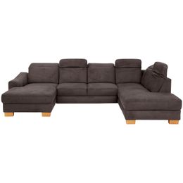 Wohnlandschaft Home Affaire, B:338cm H:86cm T:219cm, braun, Luxus-Microfaser Florence (100% Polyester), Sofas, "Dundee U-Form", wahlweise mit