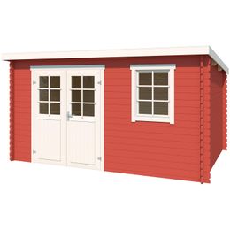 Gartenhaus Lasita Maja, rot, Holzwerkstoff, Gartenh&auml;user, "Amira 275", Blochbohlenhaus 28mm, Fundamentmass 3800x2750, Schwedenrot