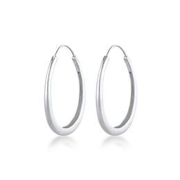 Elli Damen Paar Creolen "Creolen H&auml;nger Oval Geo Basic Trend Big 925 Silber", onesize, ohne Stein, Silber 925 (Sterlingsilber), silber, Silber 925