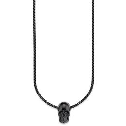Bruno Banani Herren Kette mit Anhänger "Schmuck Geschenk Halskette Scull Totenkopf Venezianerkette", Edelstahl, L: 55 B: 3mm, schwarz, Edelstahl,