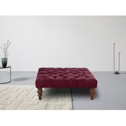 Polsterhocker Home Affaire, B:90cm H:35cm T:90cm, rot, 100% Polyester, Hocker, "Chesterfield", mit Knopfheftung, auch in Leder