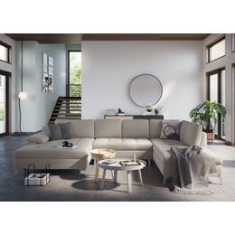 Sit & More Wohnlandschaft SIT & MORE, B:346cm T:201cm, grau, Sofas, "Latigo U-Form", mit Mega-Recamiere, wahlweise mit Bettfunktion und Bettkasten